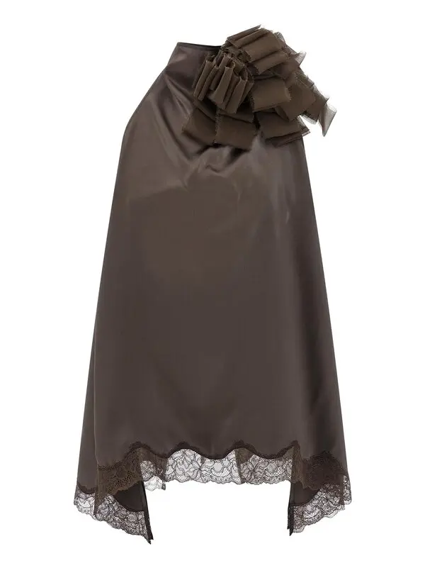 Magda Butrym Silk Satin Halter Blouse - Brown
