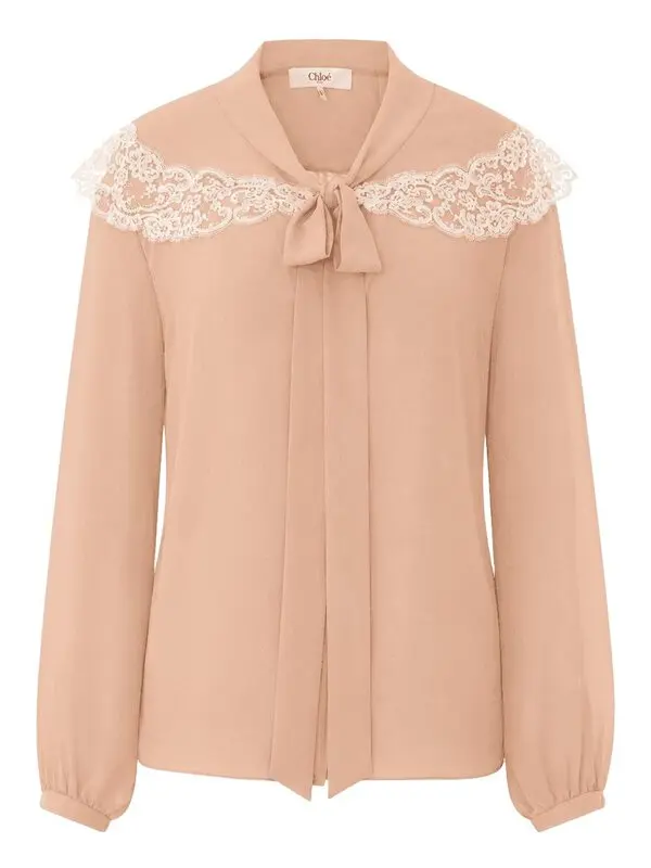 Chloé Silk Blend Pussybow Blouse - Pink
