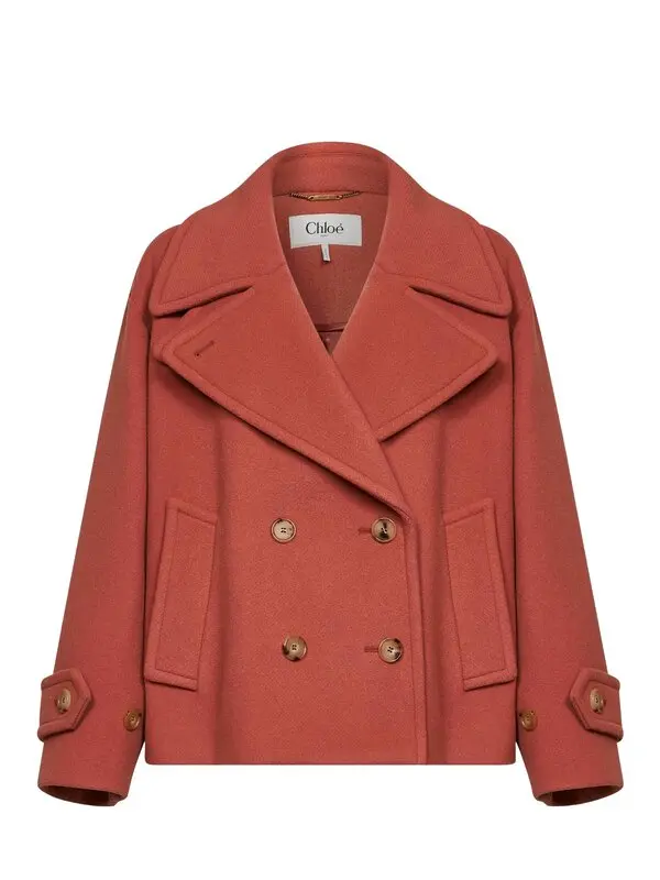 Chloé Cedar Pink Wool Blend Oversized Short Coat - Multicolor