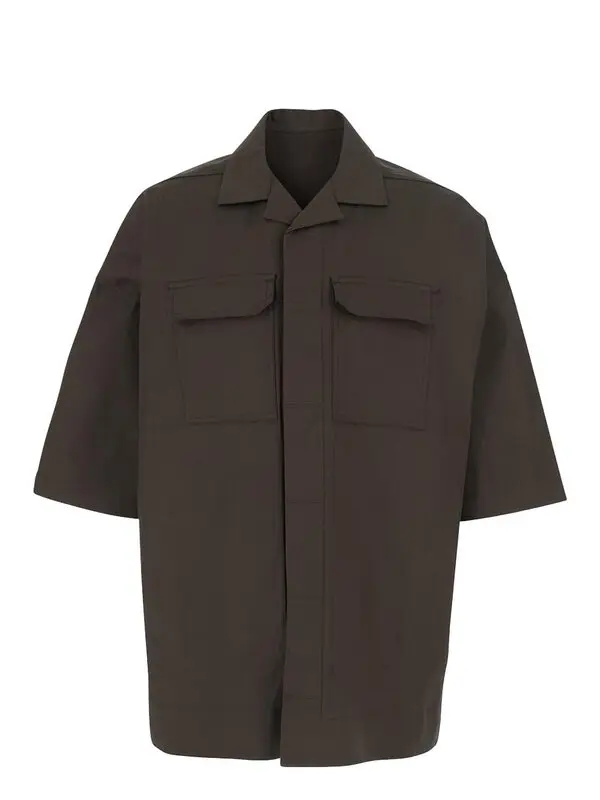Rick Owens Magnum Bowling Shirt With Cuban Collar And Wide Short Sleeves In Brown For - Multicolor