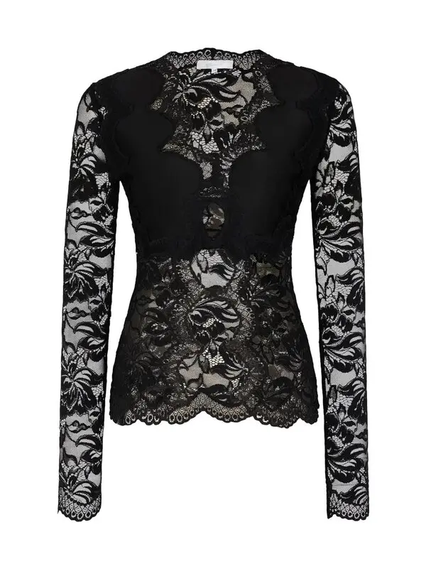Rabanne Lace Long Sleeve Top - Black