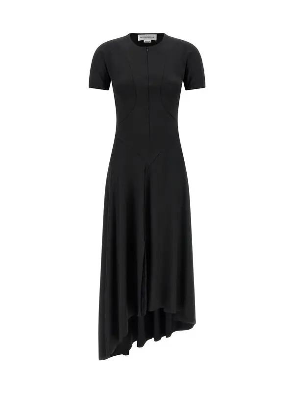 Victoria Beckham Zipped Front Midi Dress - Black
