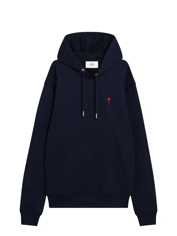 AMI Paris Night De Coeur Cotton Hoodie - Blue