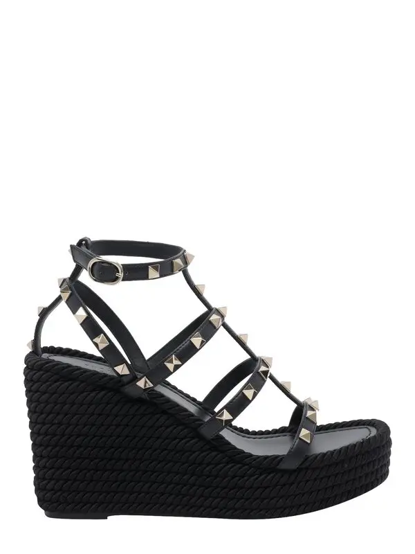 Valentino Garavani Rockstud Wedge Sandals - Black