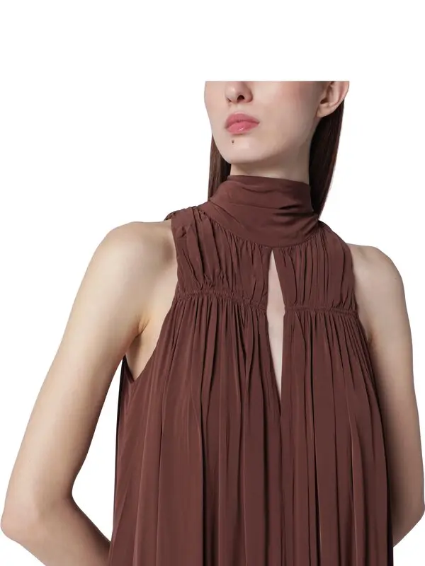 ROTATE BY BIRGER CHRISTENSEN Dark Gathered Mini Dress With Ruching - Brown
