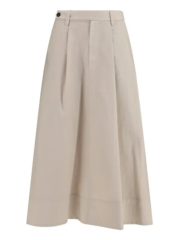 Brunello Cucinelli Cotton Poplin Midi Skirt - Cream