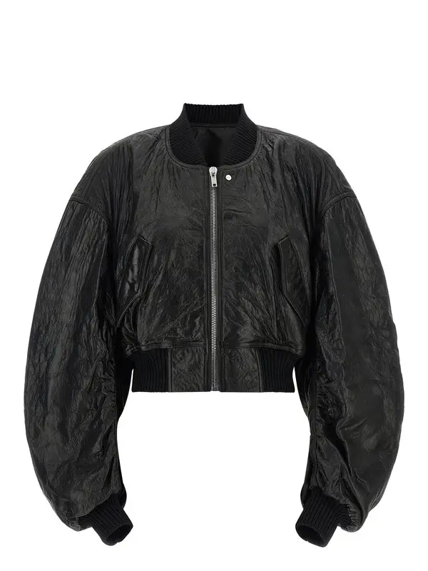 Rick Owens Secchia Cropped Flight' Bomber Jacket - Black