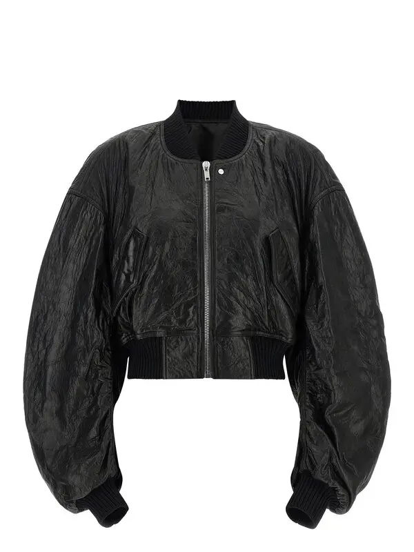 Rick Owens Secchia Cropped Flight Bomber Jacket - Black