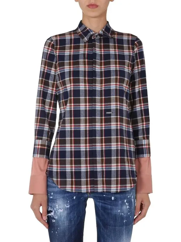 Dsquared2 Plaid Flannel Shirt - Blue