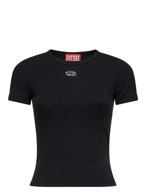 DIESEL® Black Ribbed Stretch Jersey T-ele-long-od T-shirt - Multicolor