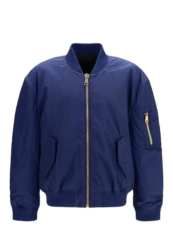 Balmain Embroidered Logo Bomber Jacket - Blue