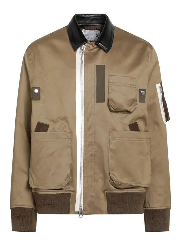 Sacai Cotton And Nylon Bomber Jacket - Cream