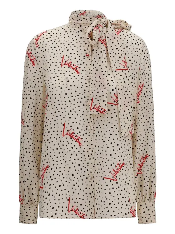 Valentino Garavani Crepe De Chine Bow-neck Shirt - Multicolor