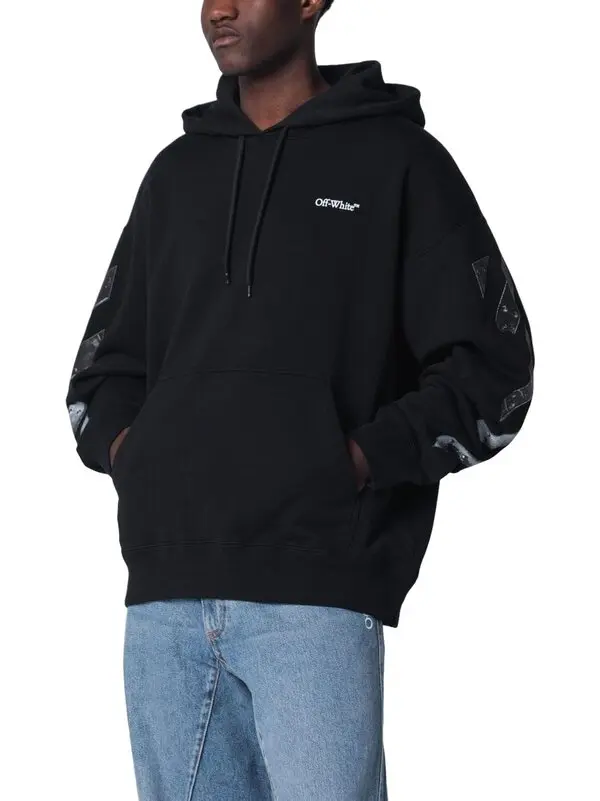 Off-White Hooded Sweatshirt With Logo Print - Black