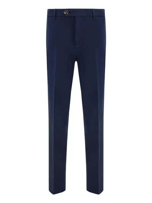 Brunello Cucinelli Dyed Cotton Tailored Trousers - Blue