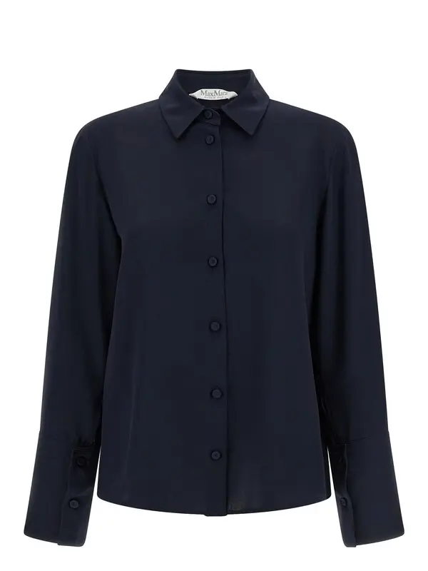 Max Mara Stretch Silk Crêpe De Chine Shirt - Blue