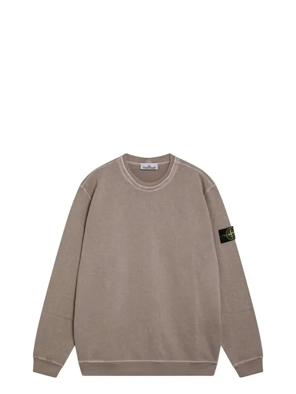Stone Island Crewneck Sweatshirt With Old Garment-dyed Treatment In Slub Cotton In Beige - Cream
