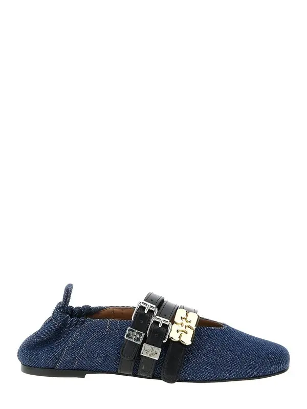 GANNI Sue Triple Ballet Flats - Blue