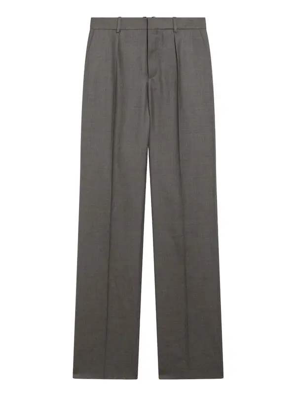 Saint Laurent Mid-rise Tailored Straight-leg Wool Trousers - Brown