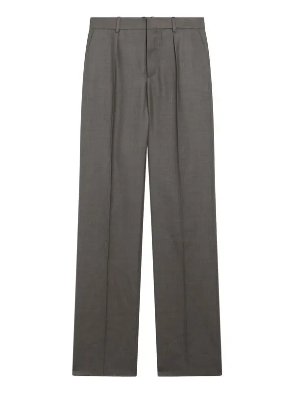 Saint Laurent Mid-rise Tailored Wool Trousers - Brown