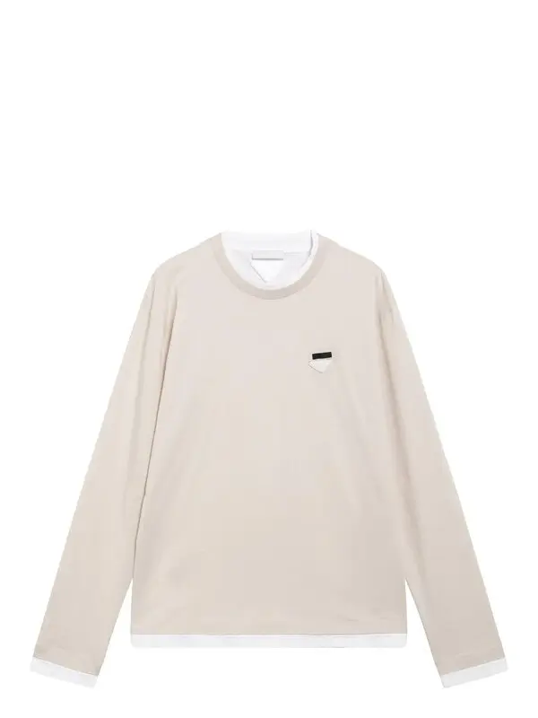 Prada Talc Long-sleeve Cotton Top - White