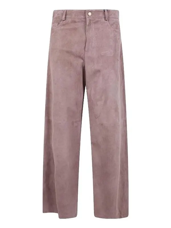 Max Mara Calf Leather Straight Trousers - Brown