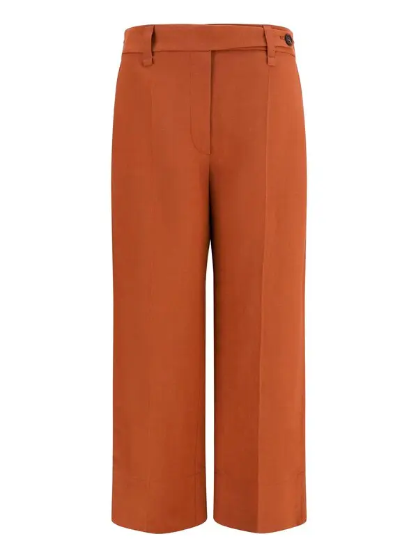 Brunello Cucinelli Cigarette Pants In Fluid Viscose And Linen Twill - Brown