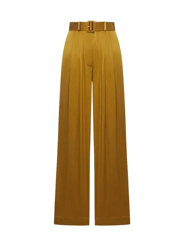 Zimmermann Wide Leg Seta Pantaloni - Green
