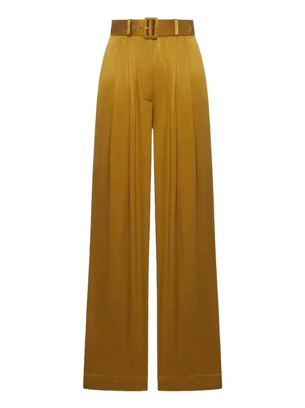 Zimmermann Wide Leg Seta Pantaloni - Green