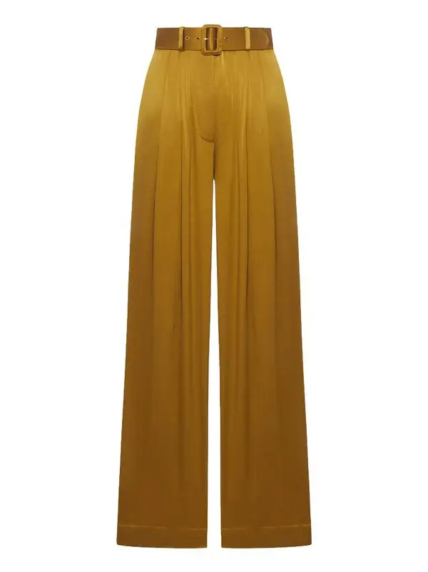 Zimmermann Wide Leg Seta Pantaloni - Green