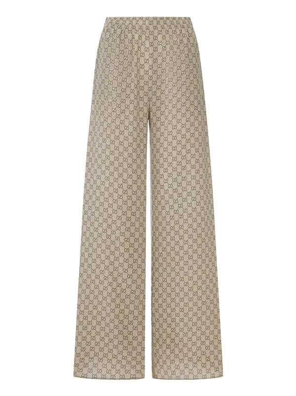 Gucci Printed Silk Leisure Trousers - Beige