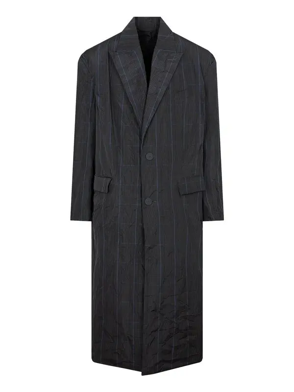 Balenciaga Checkered Long Raincoat - Gray