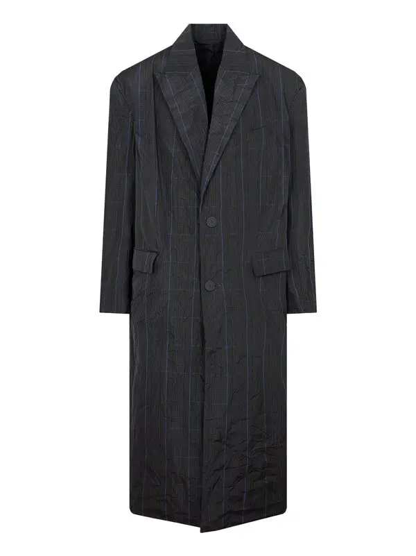 Balenciaga Checkered Long Raincoat - Gray