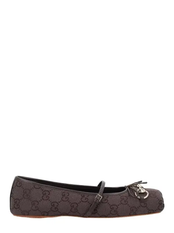 Gucci Monogram Ballerina Flats - Brown
