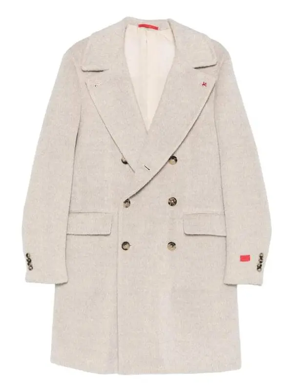Isaia Neutrals Coats Double Breasted Coats - Cream