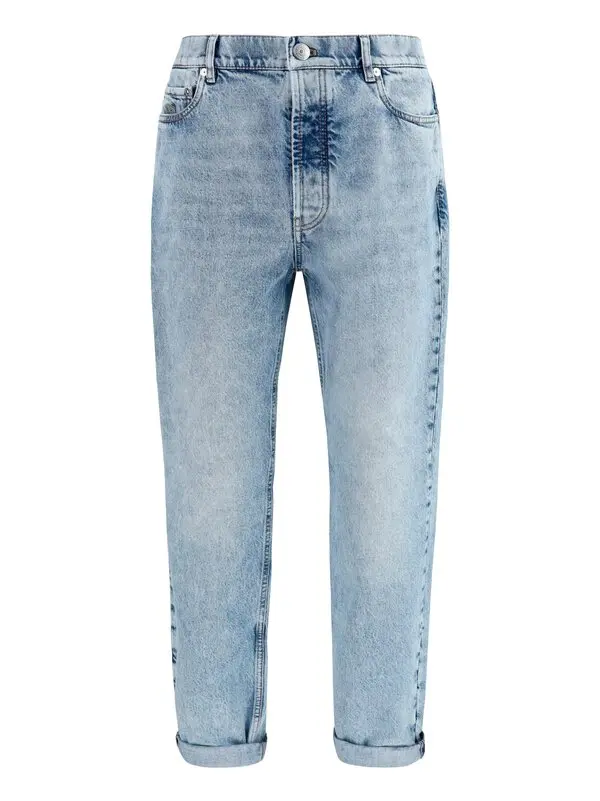 Brunello Cucinelli Straight-leg Turn-up Jeans - Blue