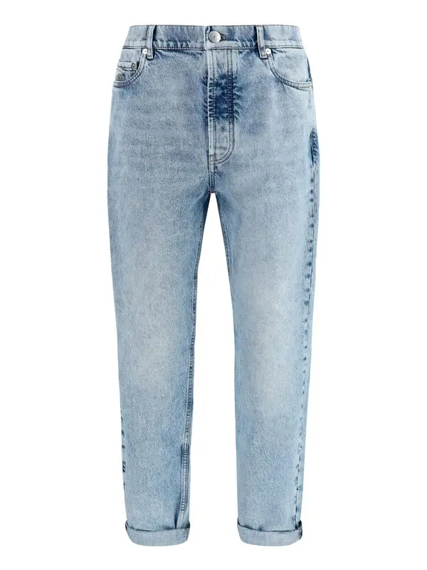 Brunello Cucinelli Straight-leg Turn-up Jeans - Blue