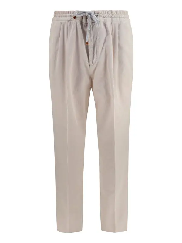 Brunello Cucinelli Corduroy Drawstring Trousers - Cream