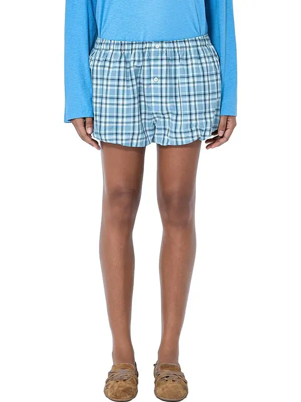 Acne Studios Gathered Check Shorts - Blue