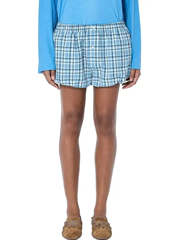 Acne Studios Gathered Check Shorts - Blue