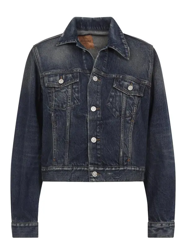 Balenciaga Off-shoulder Denim Jacket - Blue