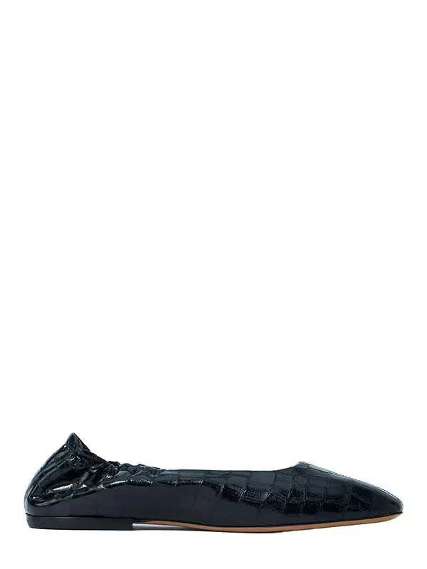 Dries Van Noten Croc-embossed Ballerina Flats - Black