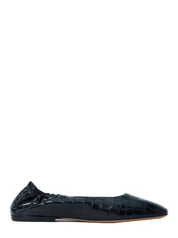 Dries Van Noten Croc-embossed Ballerina Flats - Black