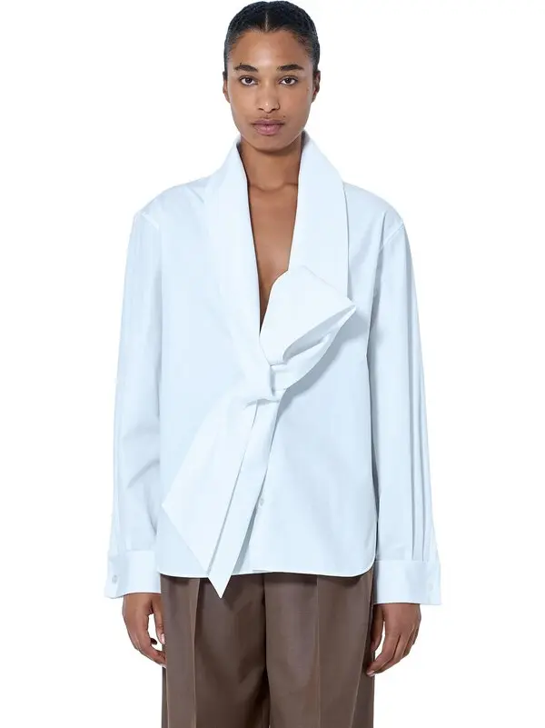 Saint Laurent Cotton Poplin Lavallière Shirt - White