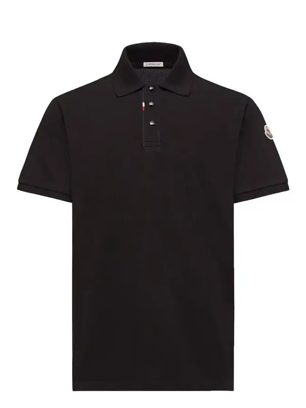 Moncler Cotton Piqué Polo Shirt With Logo - Black