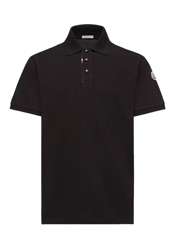 Moncler Cotton Piqué Polo Shirt With Logo - Black
