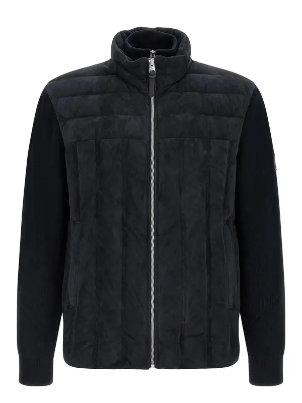 Mackage Landen Knitted Virgin Wool And Suede Jacket - Blue