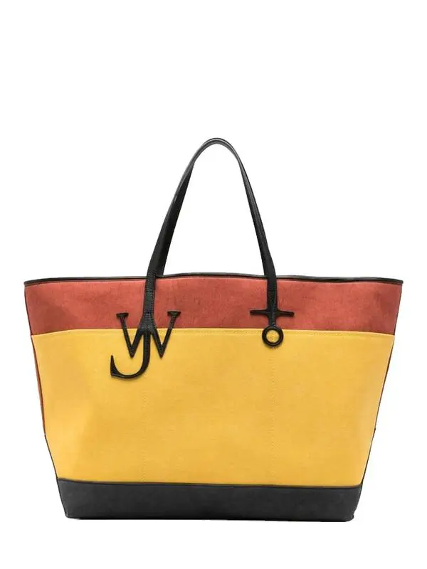 JW Anderson Color-block Tote Bag With Logo Pendant - Yellow
