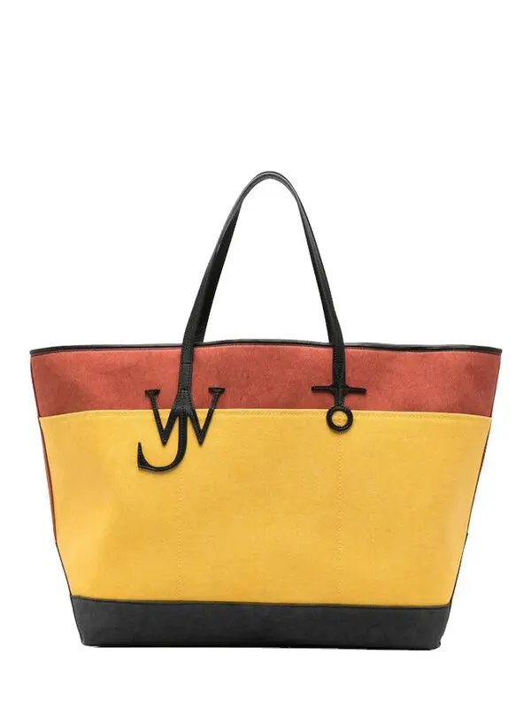 JW Anderson Color-block Tote Bag With Logo Pendant - Yellow