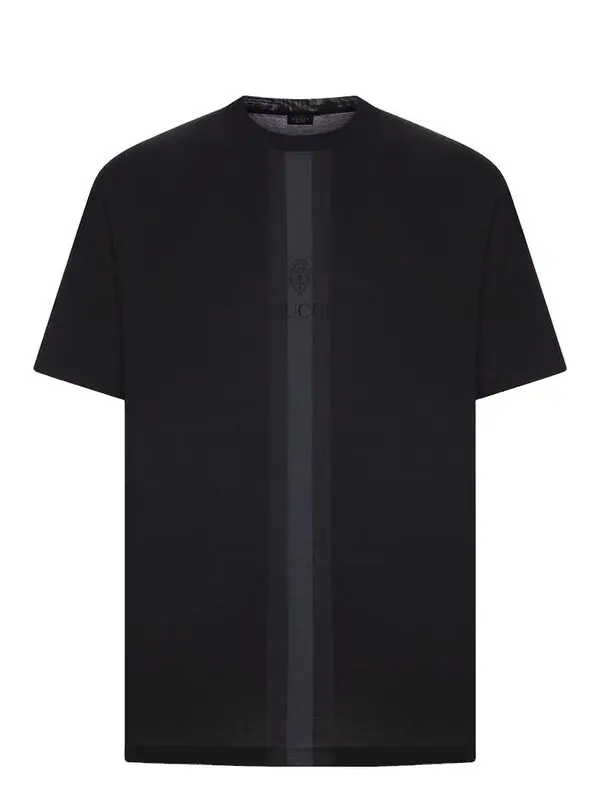 Gucci Cotton T-shirt With Tonal Web Stripe - Black